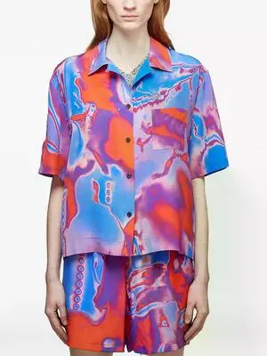 Alexander McQueen Abstract Print Collared Top