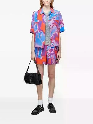 Alexander McQueen Abstract Print Collared Top