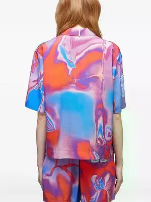 Alexander McQueen Abstract Print Collared Top