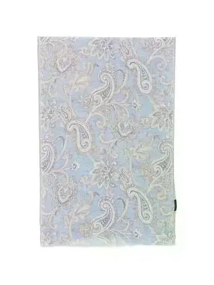 DELL'OGLIO Paisley-print Frayed Scarf - Blue