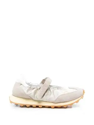 RUN OF Bambola Touch-strap Suede-panel Sneakers - Neutrals