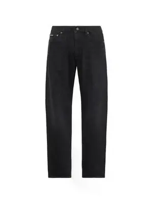 Calvin Klein Logo Patch Straight-leg Jeans - Black