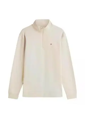 Tommy Hilfiger Quarter-zip Logo Embroidered Sweatshirt - Neutrals