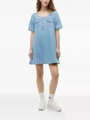 Tommy Hilfiger Denim Mini Dress With Chest Pockets - Blue
