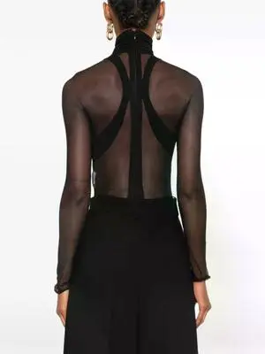 Elisabetta Franchi Sheer-panneled High-neck Bodysuit