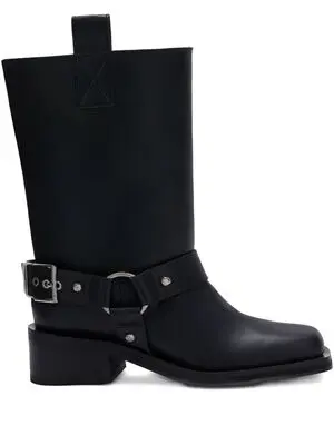 GANNI Recycled Leather Biker Boots With Harness Detail - Multicolor