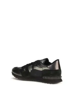 Valentino Garavani Rockrunner Camouflage Laminated Sneakers - Black