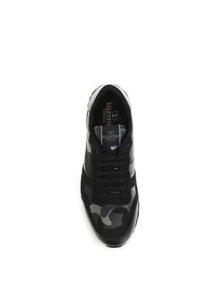 Valentino Garavani Rockrunner Camouflage Laminated Sneakers - Black