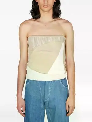 RUSFRCADE Beige Contrast Panel Top - Neutrals