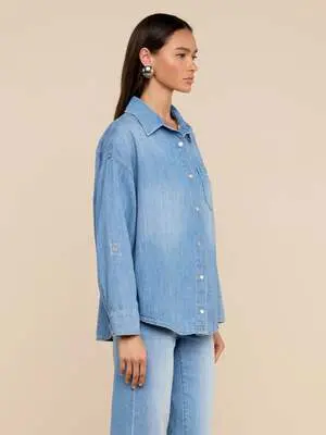 L'Agence Jorah Oversized Featherweight Denim Shirt