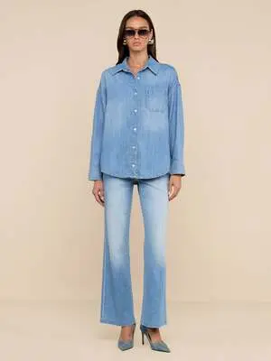 L'Agence Jorah Oversized Featherweight Denim Shirt