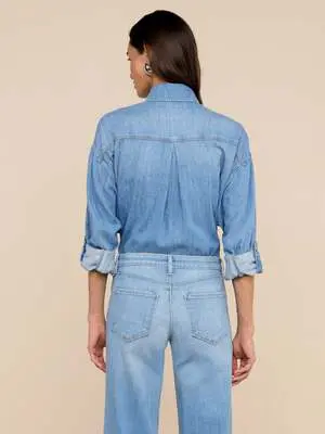 L'Agence Jorah Oversized Featherweight Denim Shirt