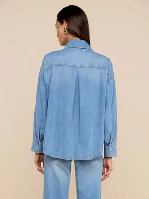L'Agence Jorah Oversized Featherweight Denim Shirt