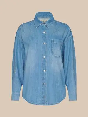 L'Agence Jorah Oversized Featherweight Denim Shirt