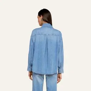 L'Agence Jorah Oversized Featherweight Denim Shirt - Seattle