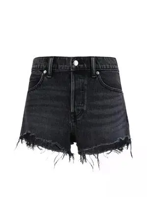 Alexander Wang Crystal-embellished Frayed Denim Shorts - Black