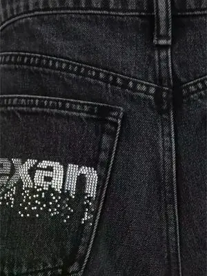 Alexander Wang Crystal-embellished Frayed Denim Shorts