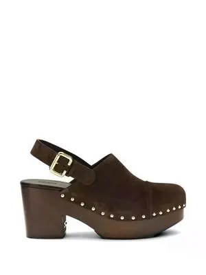 Chloé Jeannette Stud-embellished Heeled Mules - Brown