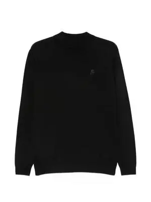 Karl Lagerfeld Logo Patch Crew Neck Sweater - Black