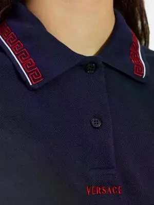 Versace Embroidered Logo Piqué Mini Dress