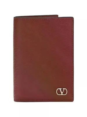 Valentino Garavani Vlogo Signature Leather Card Holder - Red