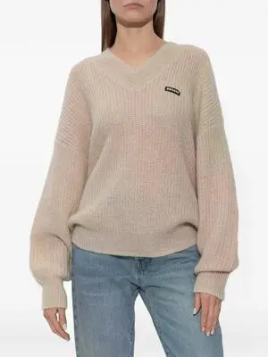 ROTATE BY BIRGER CHRISTENSEN Logo-patch V-neck Sweater