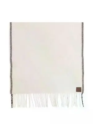 Eleventy Fringed Logo-patch Scarf - Neutrals