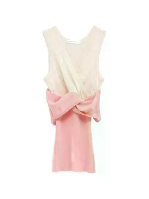 AUGUST BARRON Pointelle-knit Wrap-style Top - Neutrals