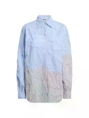 Moschino Crinkled Finish Striped Shirt - Blue