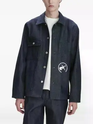 A.p.c. Logo-detail Chest-pocket Shirt Jacket - Blue
