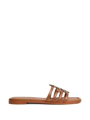 Tommy Hilfiger Logo-plaque Flat Sandals - Brown