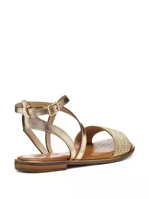 Geox Crystal-embellished Metallic Leather Sandals