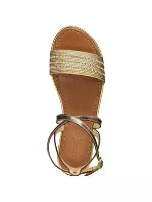 Geox Crystal-embellished Metallic Leather Sandals