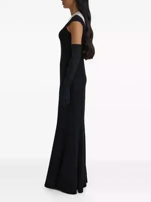 MOOS STUDIO Lace-panelled Cap-sleeve Maxi Dress