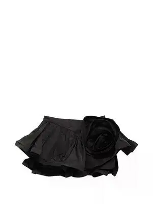 Vaquera Floral Appliqué Ruffled Tiered Skirt - Black