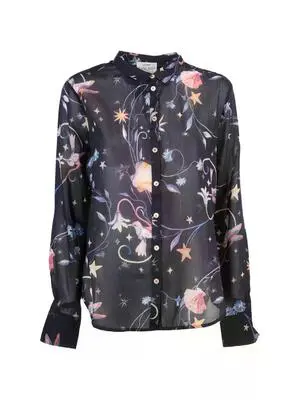FORTE_FORTE Deliverance" Floral Print Voile Shirt - Blue
