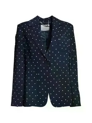 ROOM 52 Polka Dot Notched Lapel Blazer - Blue