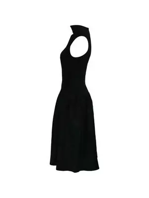 Alaïa Velvet Mock Neck Sleeveless Dress
