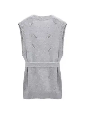 Dorothee Schumacher Floral Embroidered Sleeveless Cardigan - Grey