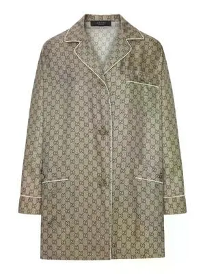 Gucci Gg Print Silk Shirt - Neutrals