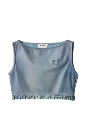 Miu Miu Nappa Leather Ruched Top