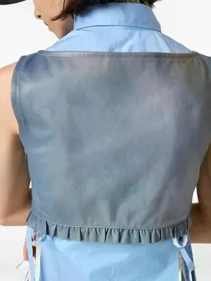 Miu Miu Nappa Leather Ruched Top