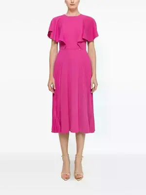 NISSA Ruffled Pleated Midi Dress - Pink