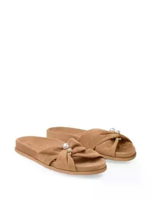 JIMMY CHOO Rafi Flat Sandals With Pearl And Crystal Embellishments - Neutrals