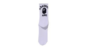 A BATHING APE College Crew Socks - White Black