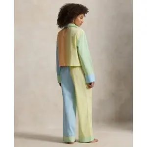 Ralph Lauren Color-blocked Seersucker Pajama Set