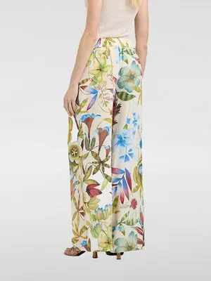 Momoni High-waisted Floral Print Silk Palazzo Trousers