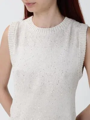 Brunello Cucinelli Sleeveless Knitted Top With Sequin Embellishments