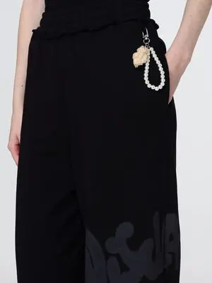 DISCLAIMER High-waisted Wide-leg Cotton Jogging Trousers With Logo Detail - Black