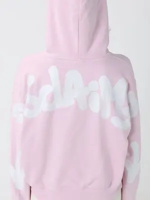 DISCLAIMER Relaxed Fit Cotton Hoodie With Printed Logo - Pink